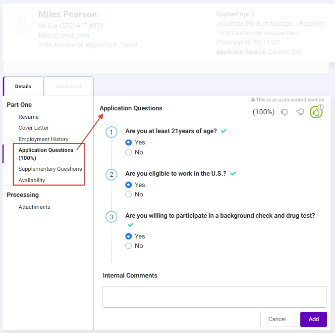Question Sets in Applicant Files – ATS Guide